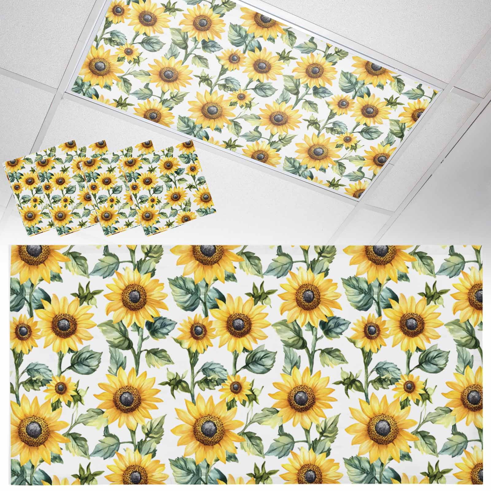 4 Pack Countryside Sunflowers Fluorescent Light Covers for Ceiling ...