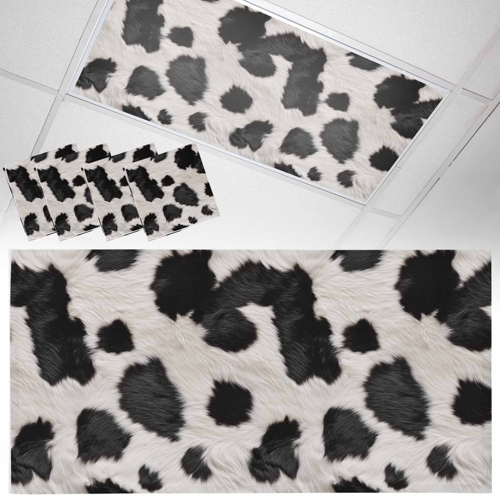 4 Pack Cow Spots Fluorescent Light Covers for Ceiling Lights Fluffy ...