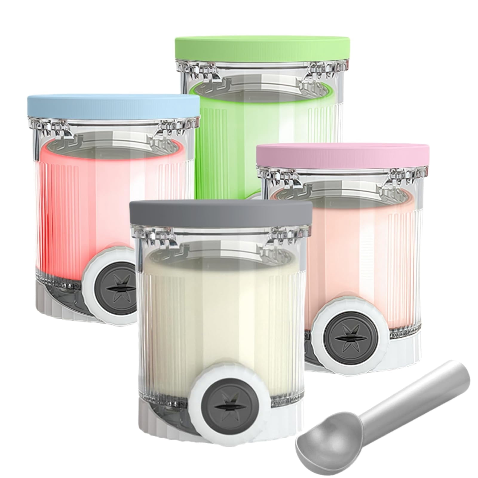 4 Pack Creami Pints and silicone Lids for Ninja NC700 NC701 Series ...