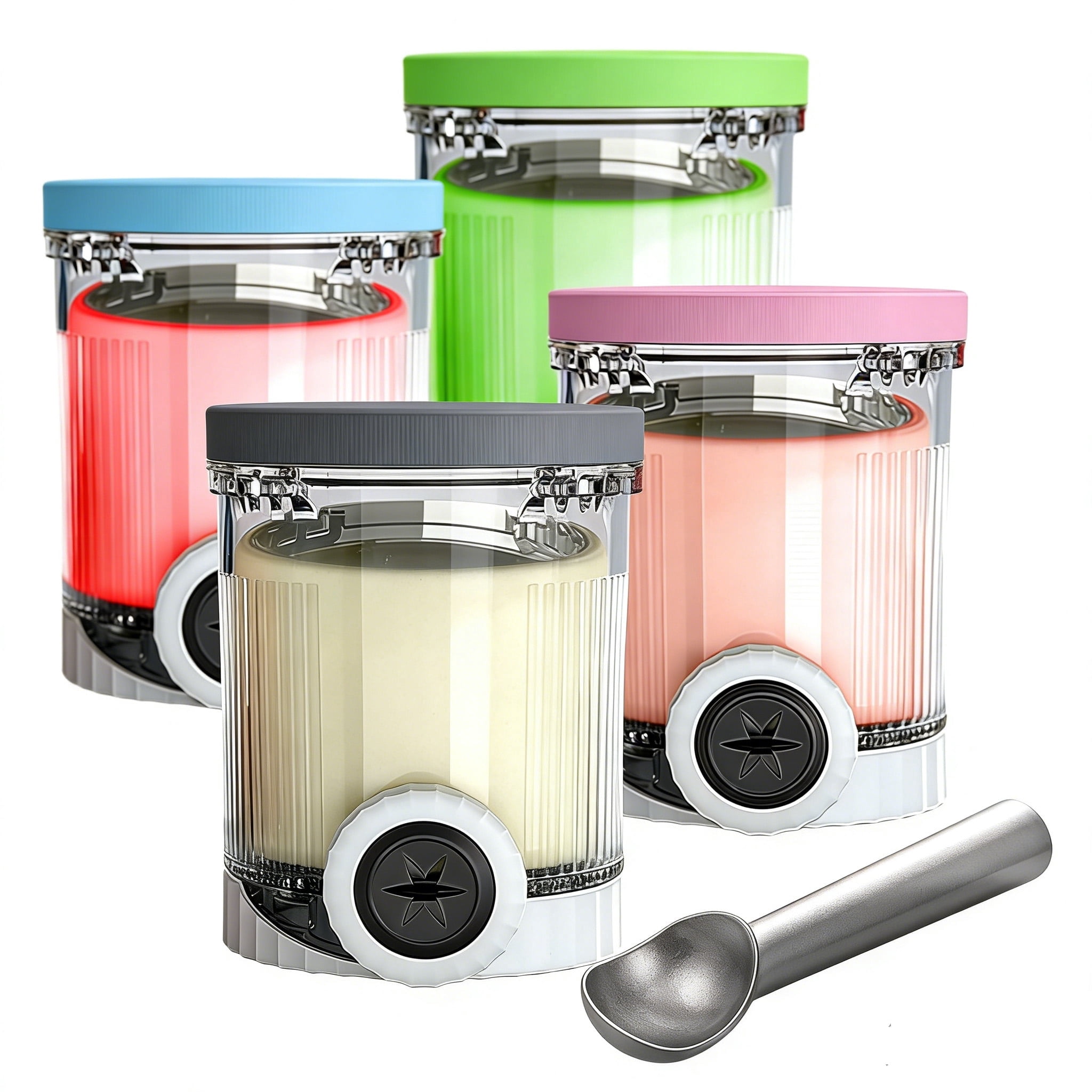 4 Pack Creami Pints and silicone Lids for Ninja NC700 NC701 Series ...