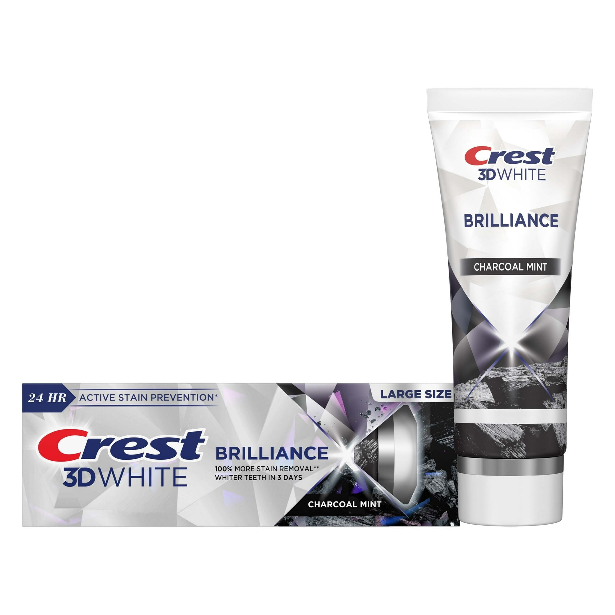 (4 Pack) Crest 3D White Brilliance Charcoal Teeth Whitening Toothpaste, 4.6 oz - Walmart.com