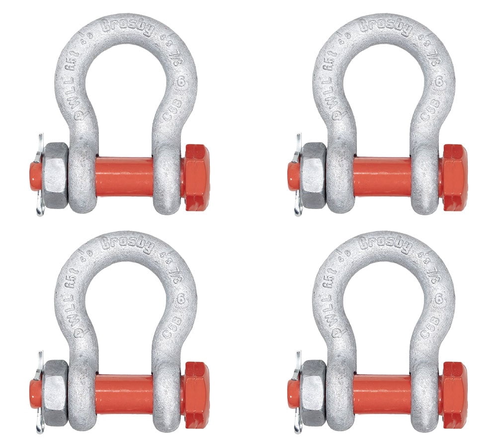 4 Pack Crosby G-2130 7/8" Anchor Shackle Carbon Steel w/Safety Screw ...