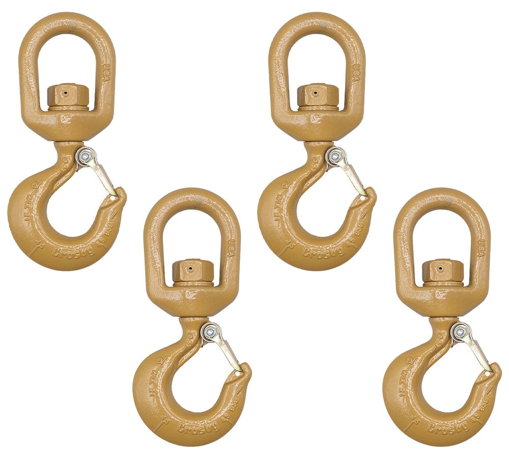 4 Pack Crosby L-322AN Swivel Hook with Latch - 1 Ton Working Load Limit ...