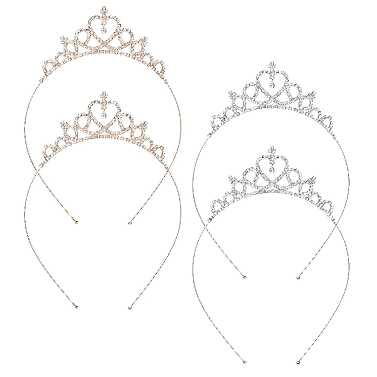 4 Pack Crown Headband for Women Princess Tiara Glittering Rhinestone ...