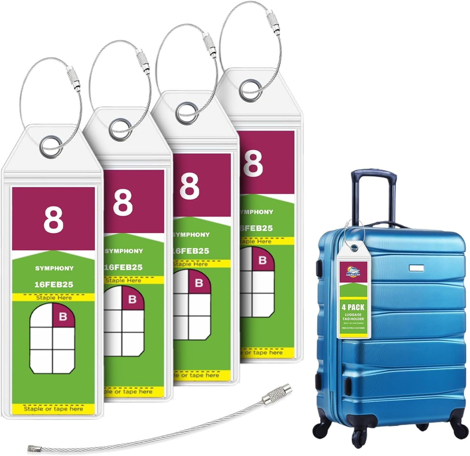 4 Pack Cruise Luggage Tag Holders fits Royal Caribbean 2025-2026 ...