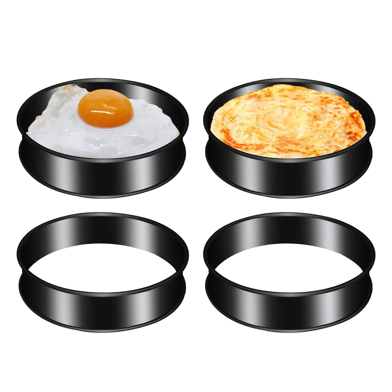4 Pack Crumpet Rings Nonstick English Muffin Rings 4 Inch, Stainless ...