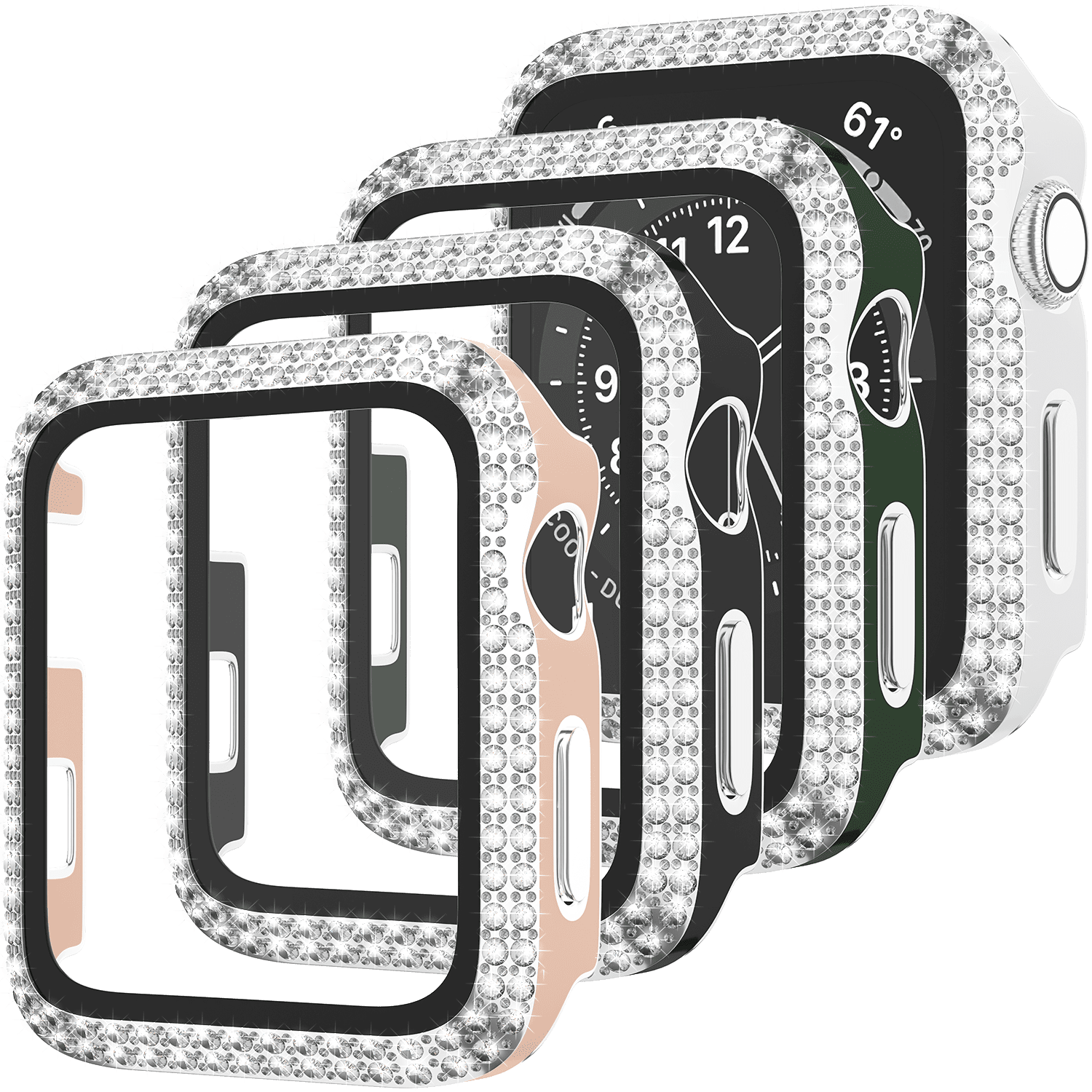 4-Pack Crystal Bling Rhinestone Cases for Apple Watch 38mm Series 3/2/1 ...