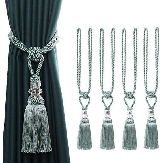 4 Pack Curtain Hand-Woven Tiebacks Crystal Holdbacks Home Decorative ...