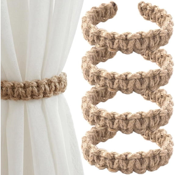 4 Pack Curtain Tie Backs for Curtains, Braided Curtain Tiebacks Boho ...