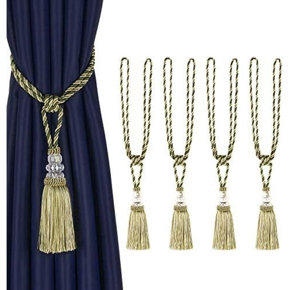 4 Pack Curtain Tiebacks Hand-Woven Crystal Holdbacks Home Decorative ...