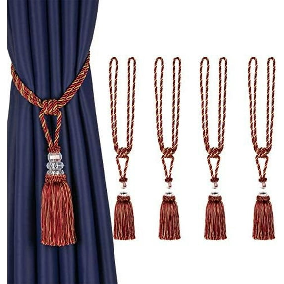4 Pack Curtain Tiebacks Hand-Woven Crystal Holdbacks Home Decorative ...