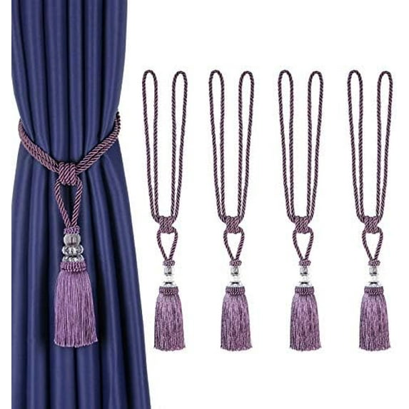 4 Pack Curtain Tiebacks Hand-Woven Crystal Holdbacks Home Decorative ...