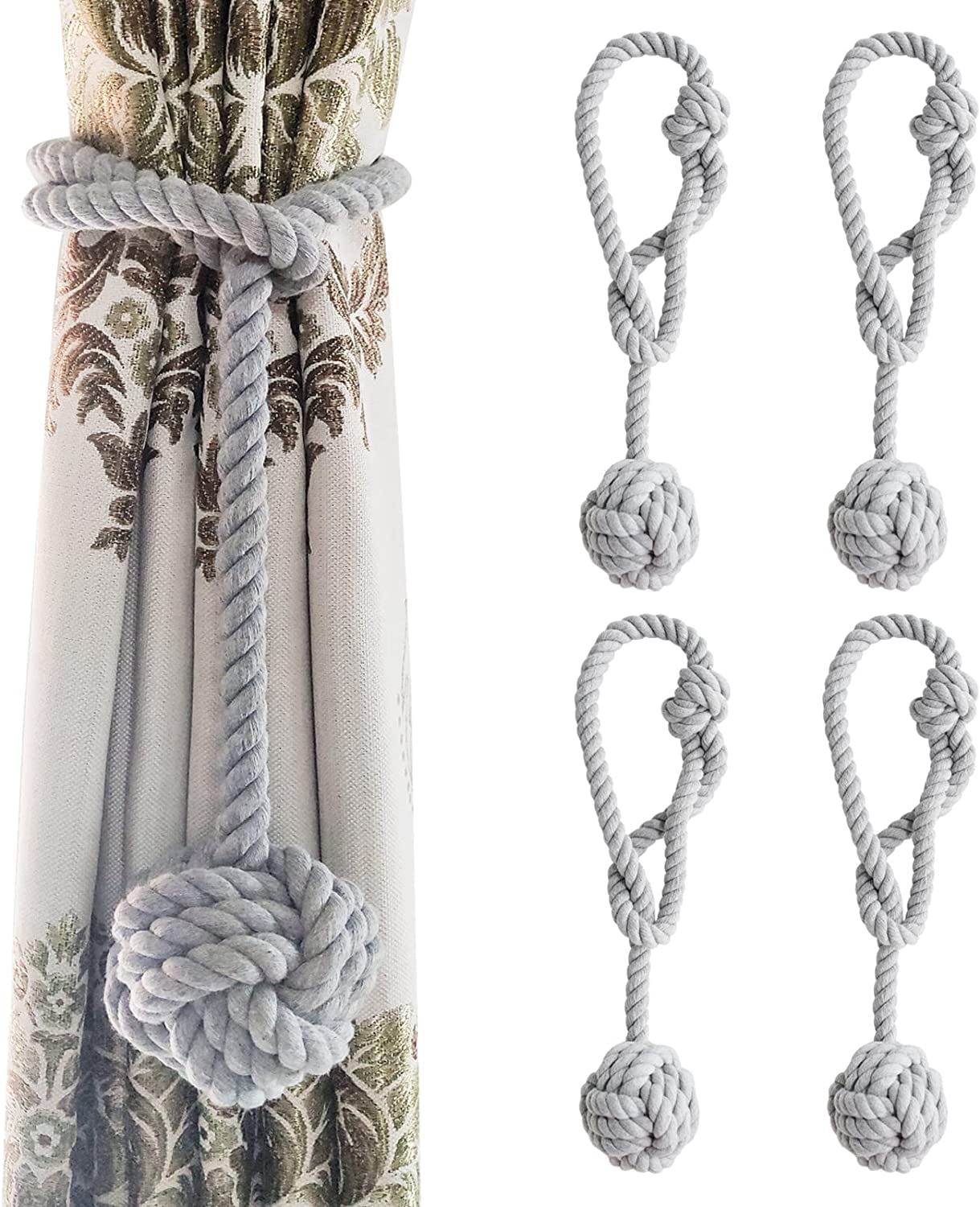 4 Pack Curtain Tiebacks Rope, Outdoor Curtain Tiebacks for Patio Gazebo ...