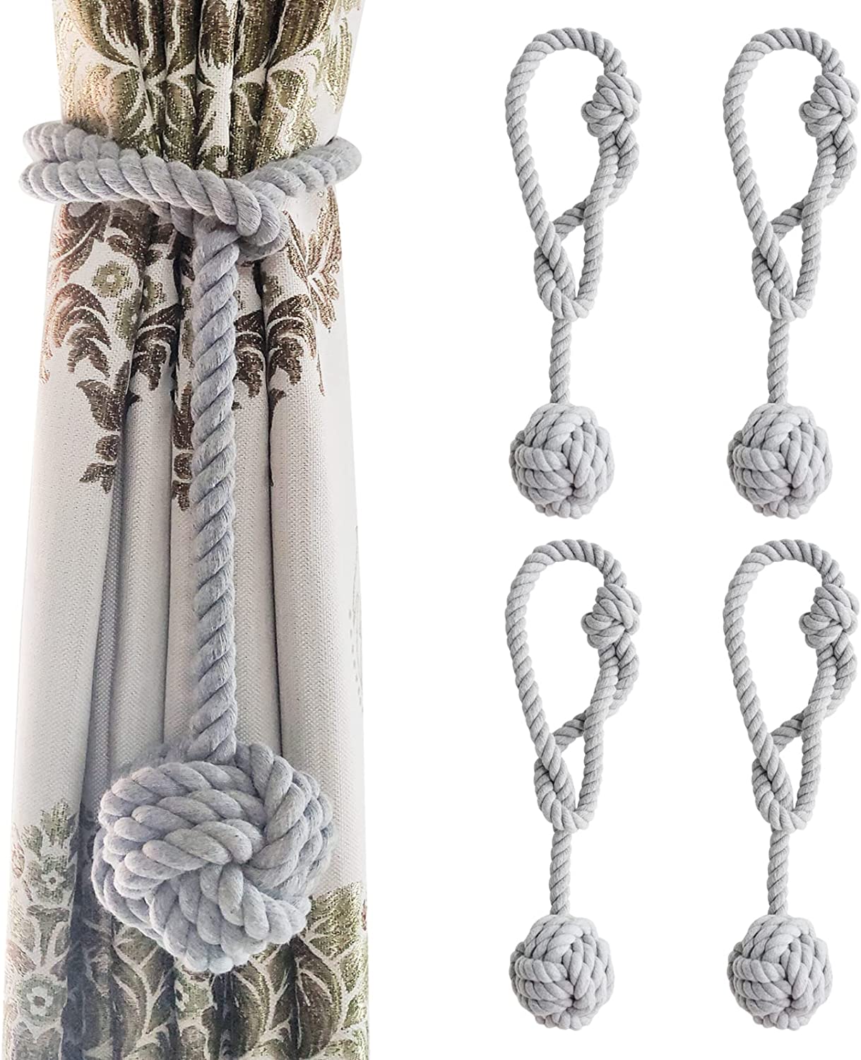 4 Pack Curtain Tiebacks Rope, Outdoor Curtain Tiebacks for Patio Gazebo ...