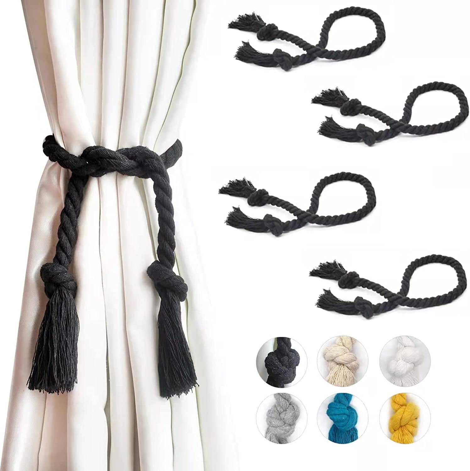 4 Pack Curtain Ties, Outdoor Curtain Tiebacks Rope for Patio Gazebo ...