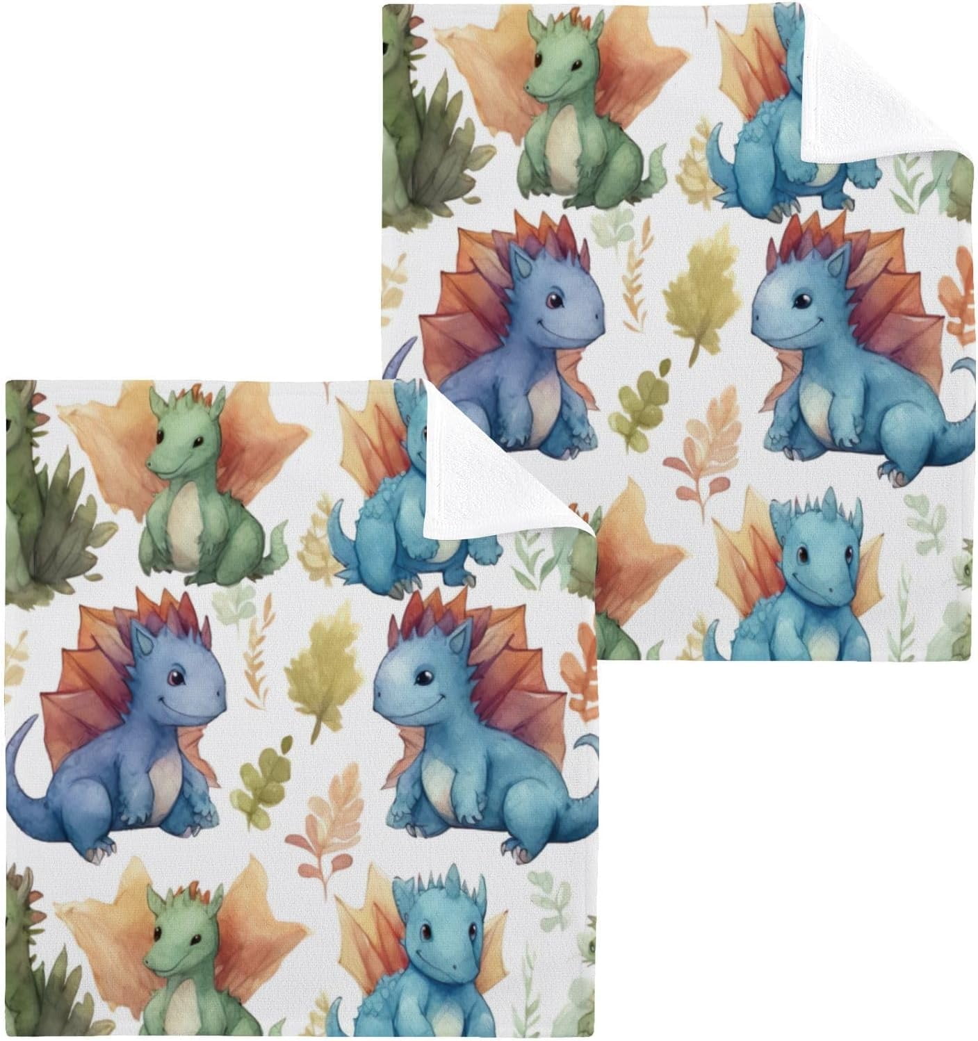 4 Pack Cute Dragon Pure Cotton Washcloths 12 x 12 Inch Reusable ...