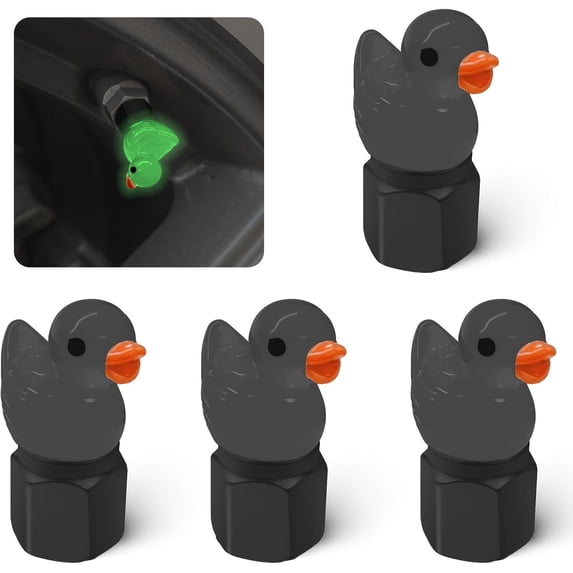 Sosolong, 4 Pack Glow in The Dark Duck Tire Valve Caps, Black - Walmart.com