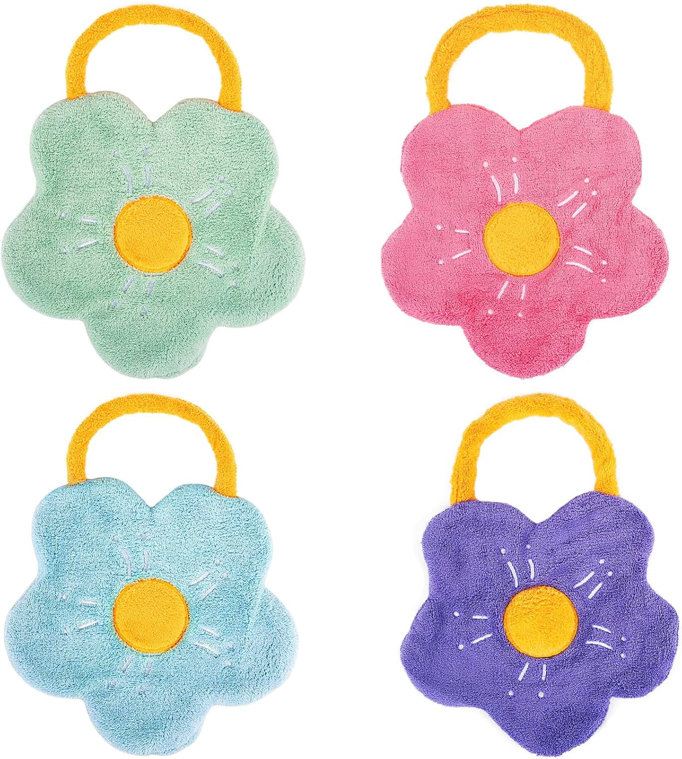 4 Pack Cute Flower Hand Towels for Kitchen Bathroom, Soft Microfiber ...