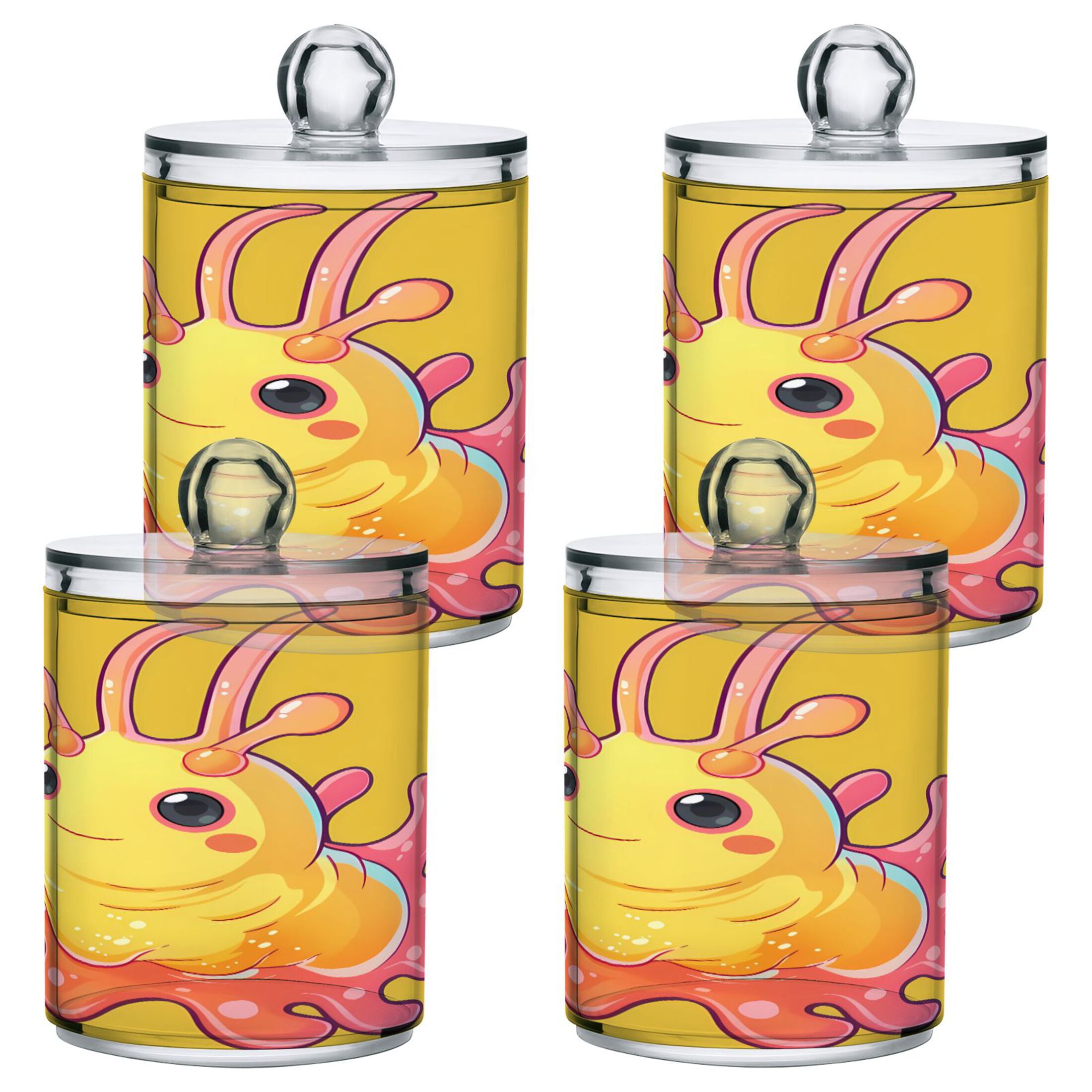4 Pack Cute Sea Slug Qtip Holder Dispenser Clear Plastic Storage ...