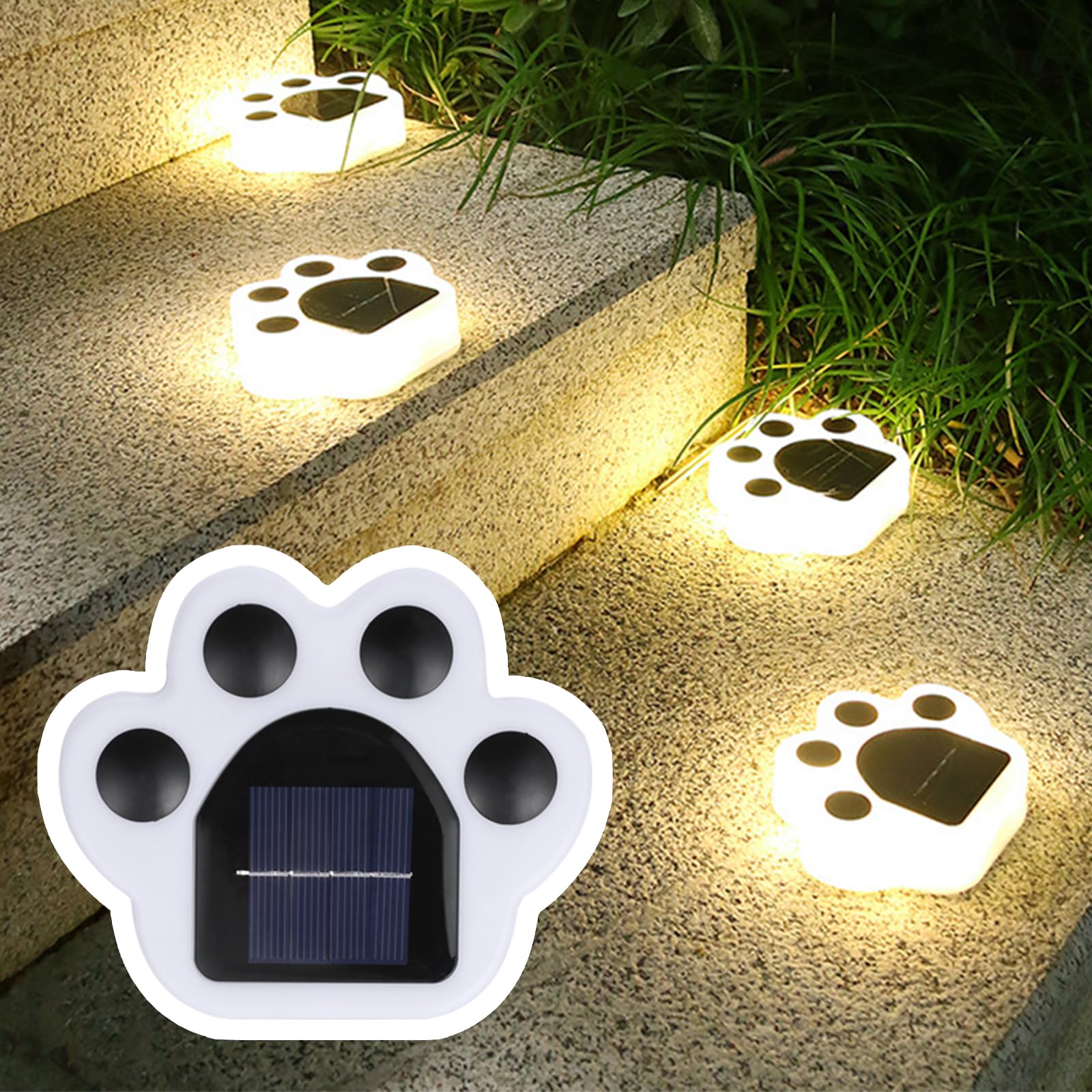 4 Pack Cute Solar Paw Print Light, Waterproof Outdoor Gardent Lights ...