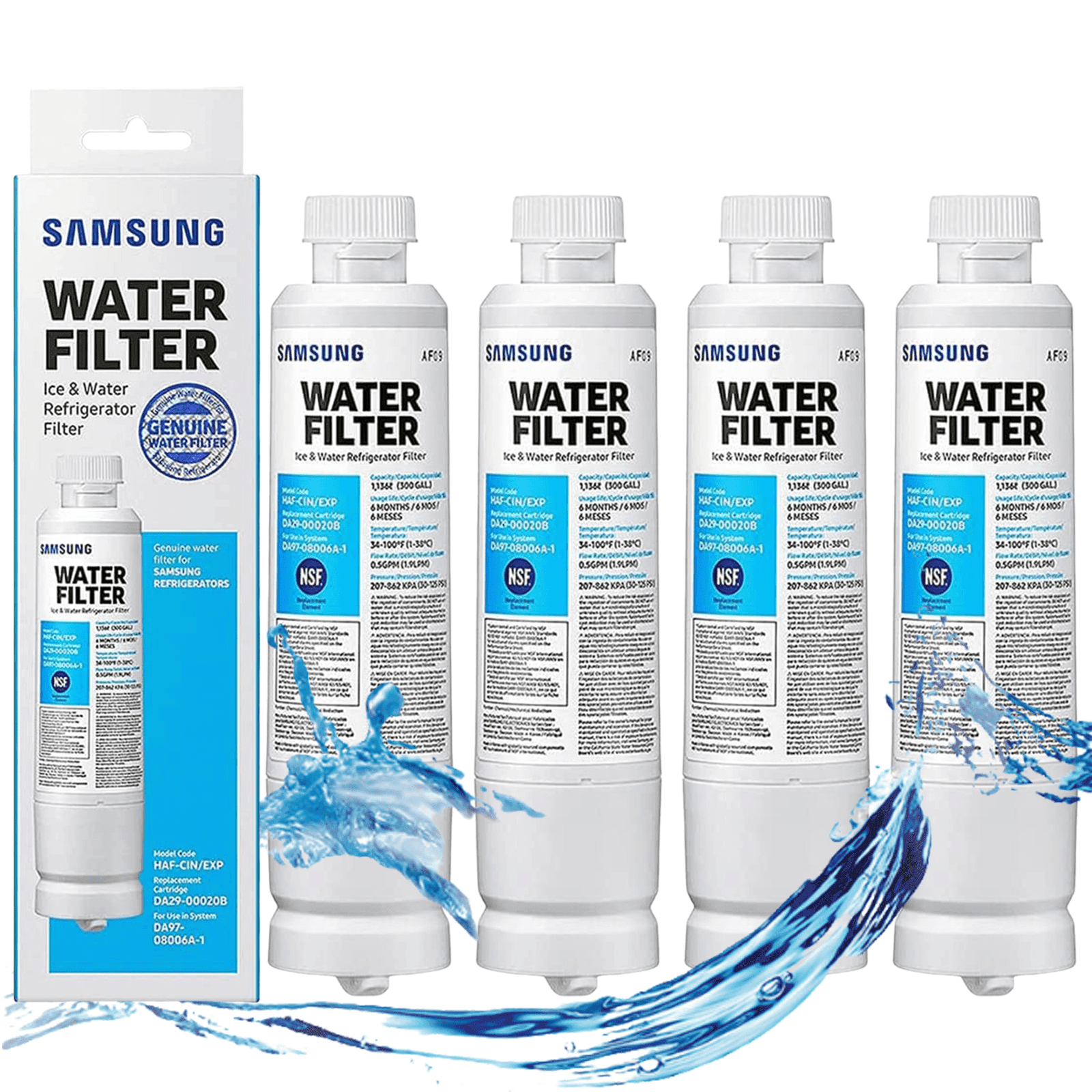 4 Pack DA29-00020B/HAF-CIN/EXP REFRIGERATOR ICE& WATER FILTER,NEW ...