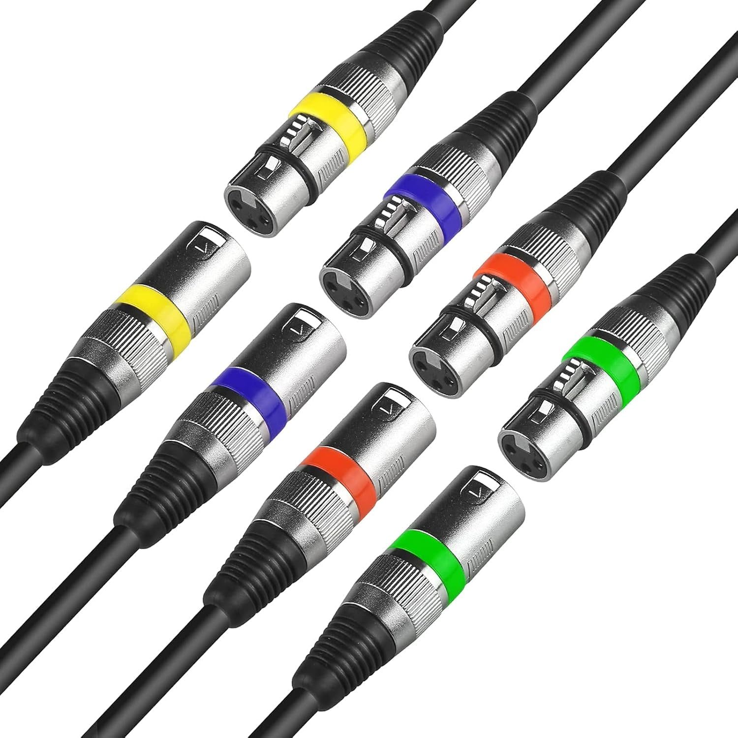 4 Pack DMX Cables - 1.2m & 3ft XLR Male to Female, Short & Long Stage ...