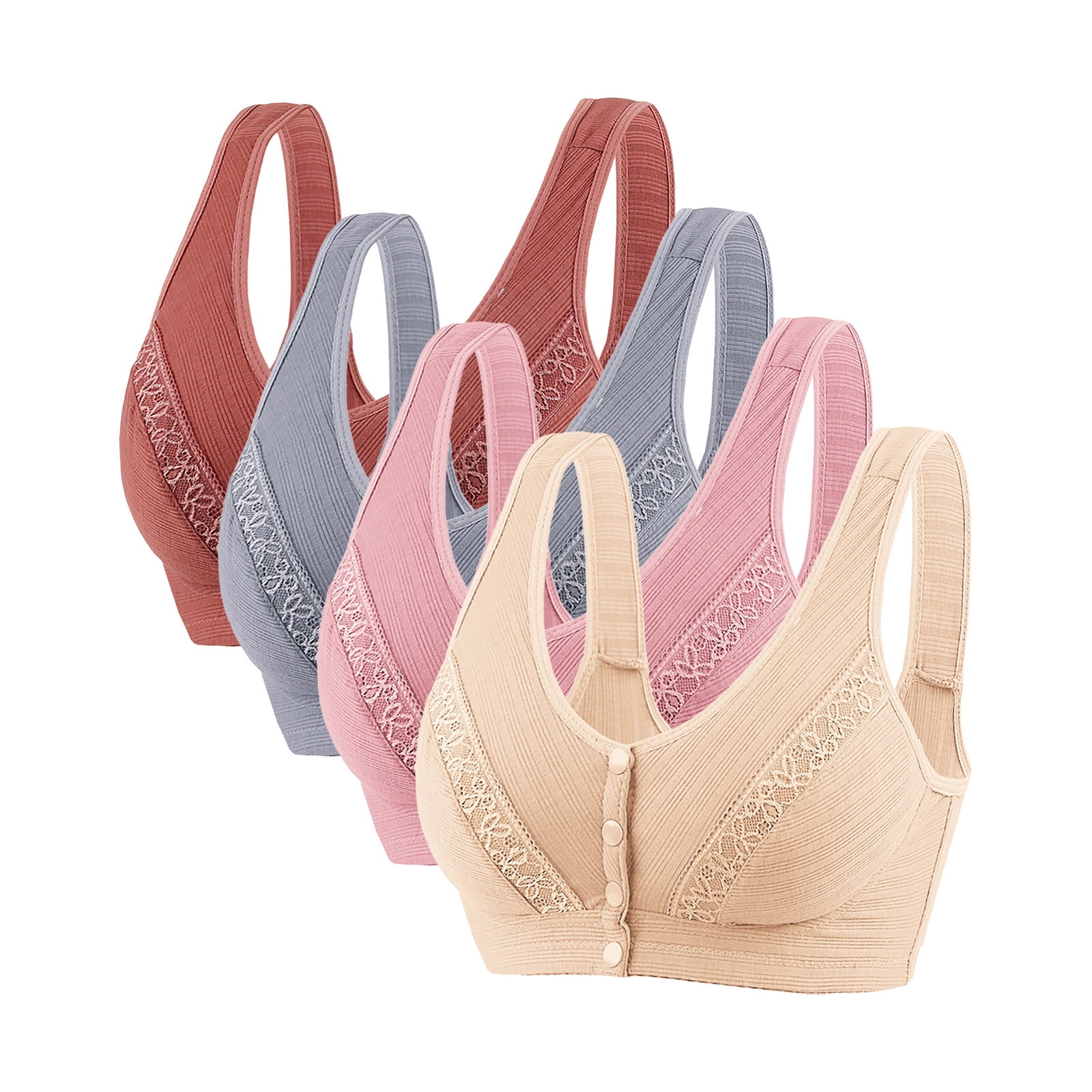 4 Pack Daily Bras Front Closure,Clothes For Older Women Dressy Tops For ...