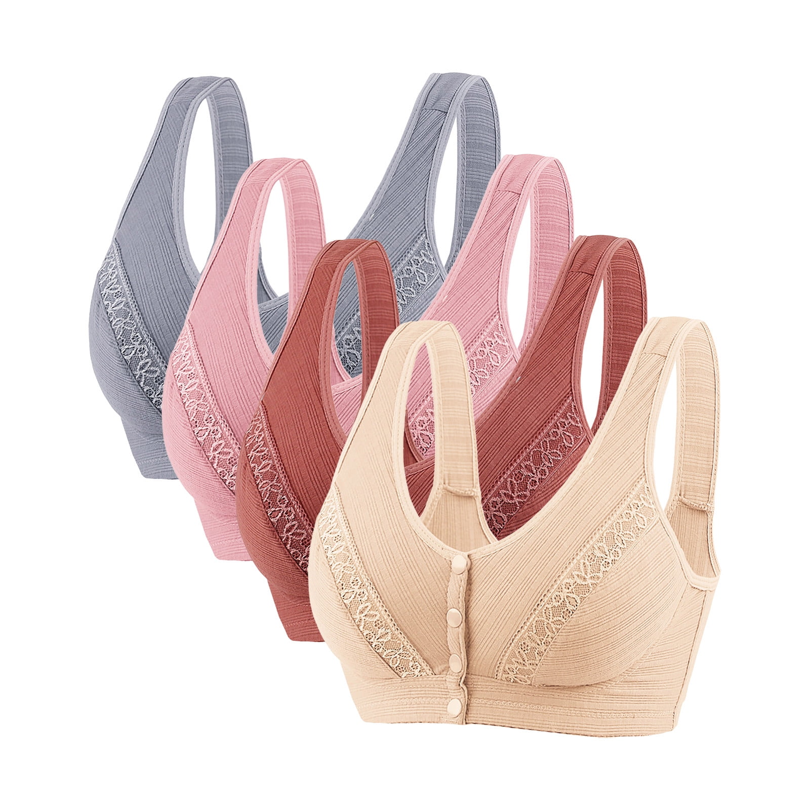 4 Pack Daily Bras Front Closure,Older Womens Summer Clothes Cute Summer ...
