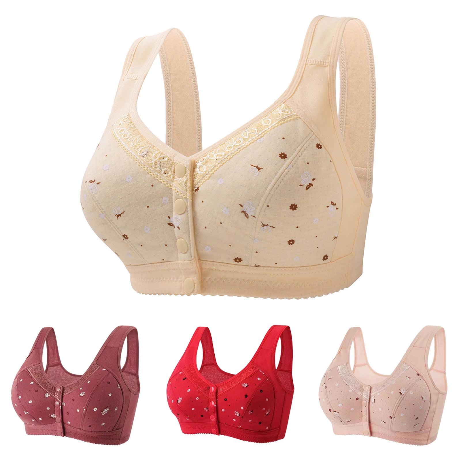 4 Pack Daisy Bras for Older Women, 2024 Comfortable Convenient Front ...