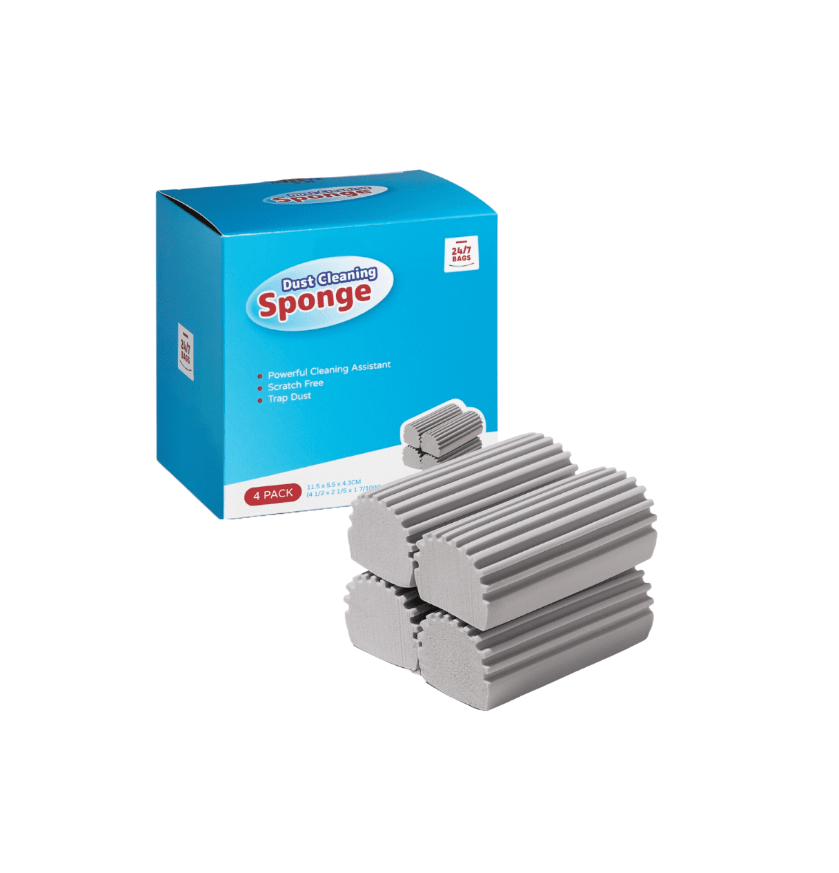 4-Pack Damp Clean Duster Sponge, Grey, Magic Reusable Sponge for ...