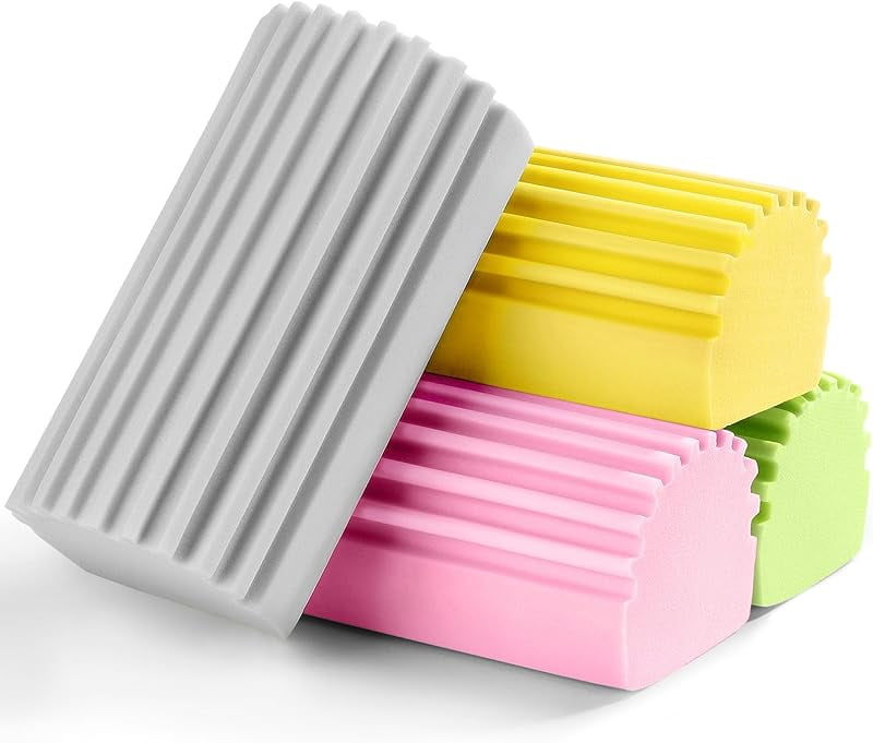 4-Pack Damp Clean Duster Sponge,Reusable Magic Dusting Sponge Brush for ...
