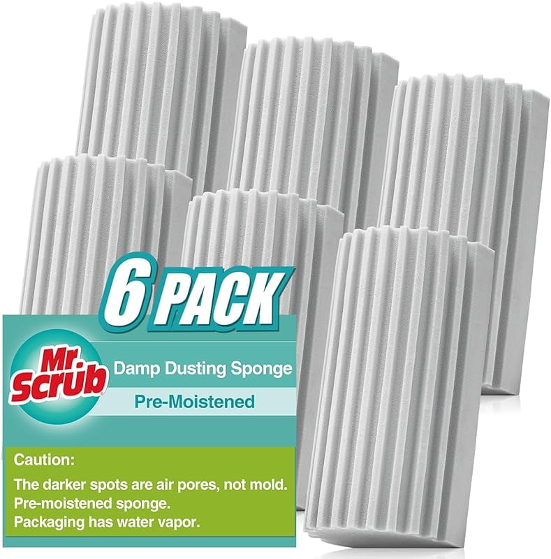 4 Pack Damp Dusting Sponge Duster, Grey Dust Cleaning Sponge, Reusable ...