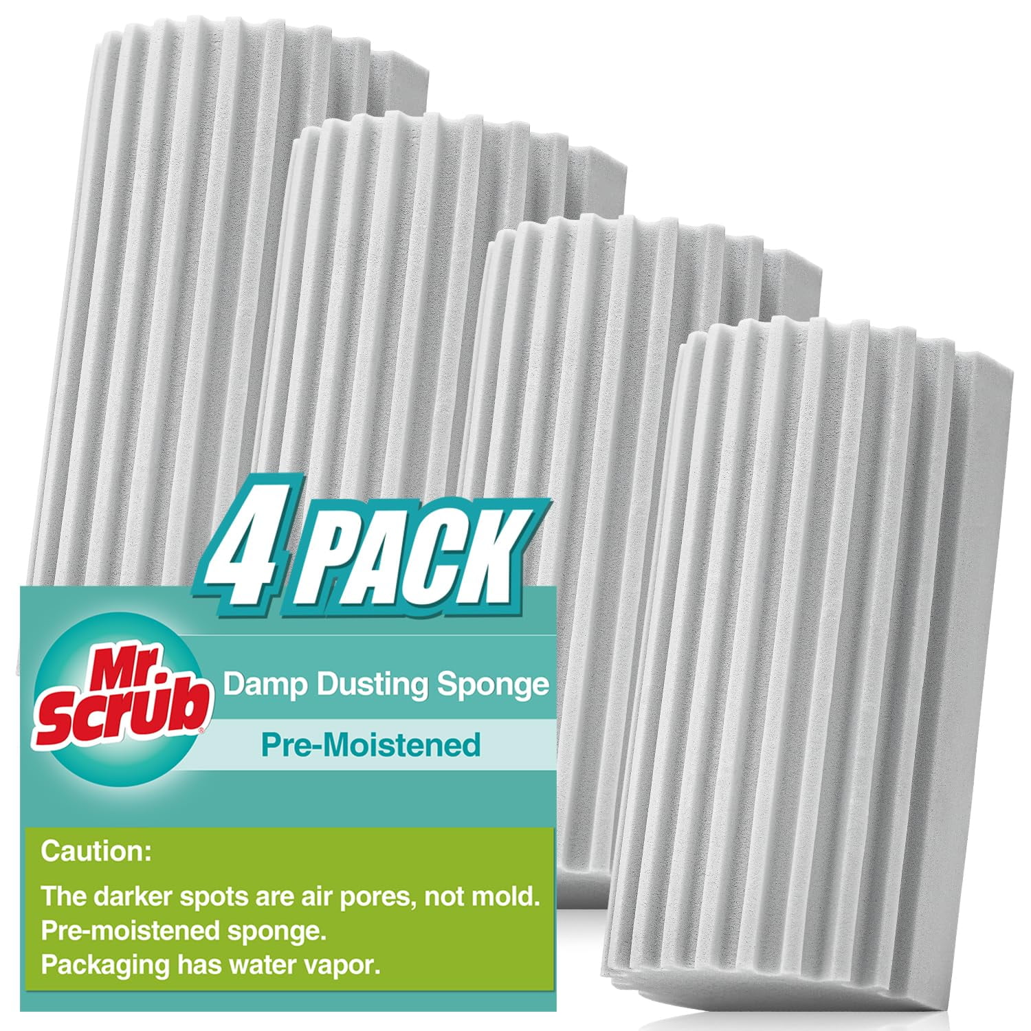 4 Pack Damp Dusting Sponge Duster, Grey Dust Cleaning Sponge, Reusable ...