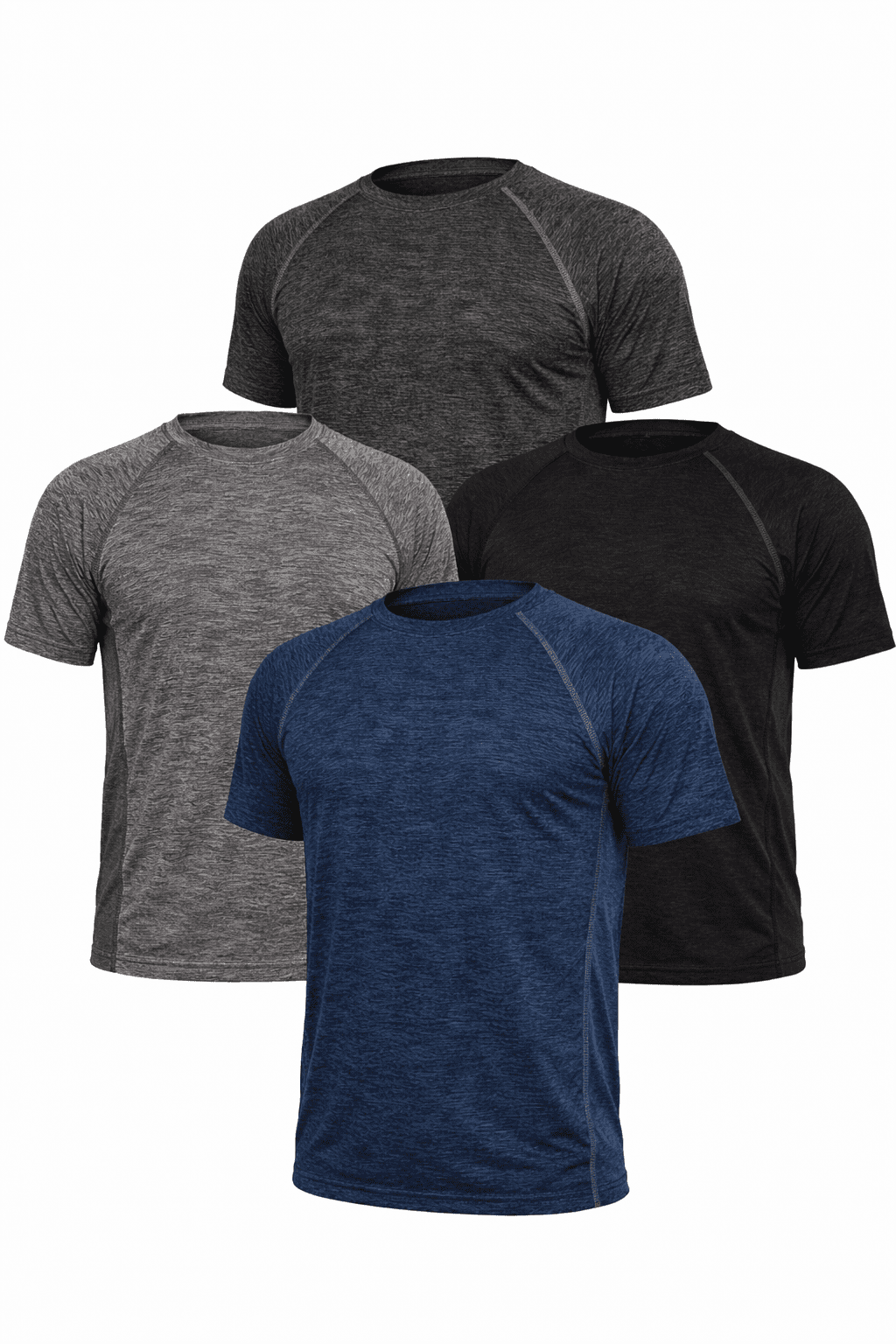 4 Pack: Daresay Mens Dri Fit Shirts Moisture Wicking Tshirt For Men Gym ...