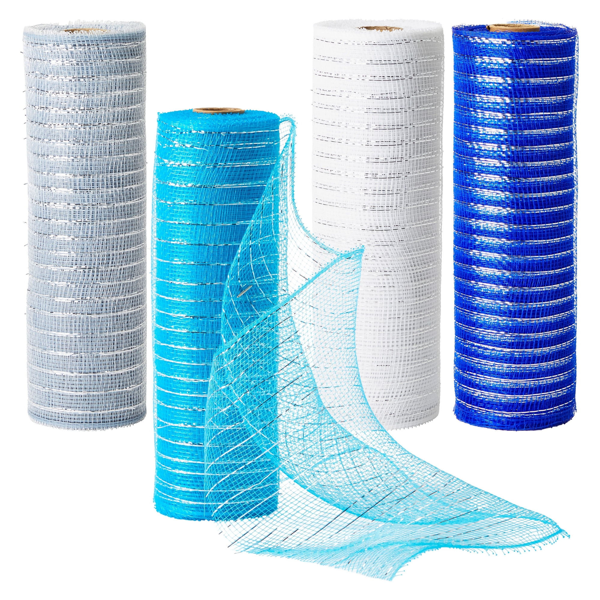 4-Pack Deco Mesh Ribbon Rolls, 10x30 ft, Decorative Holiday Craft Mesh ...