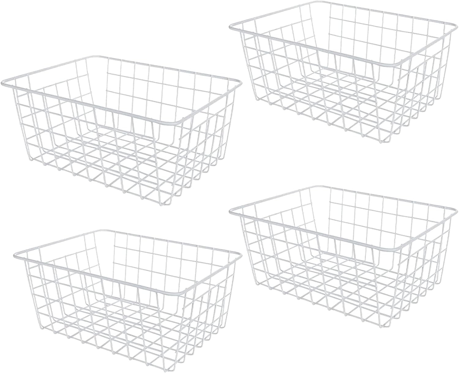 4 Pack Deep Freezer Organizer Bins, Stackable Wire Basket for ...