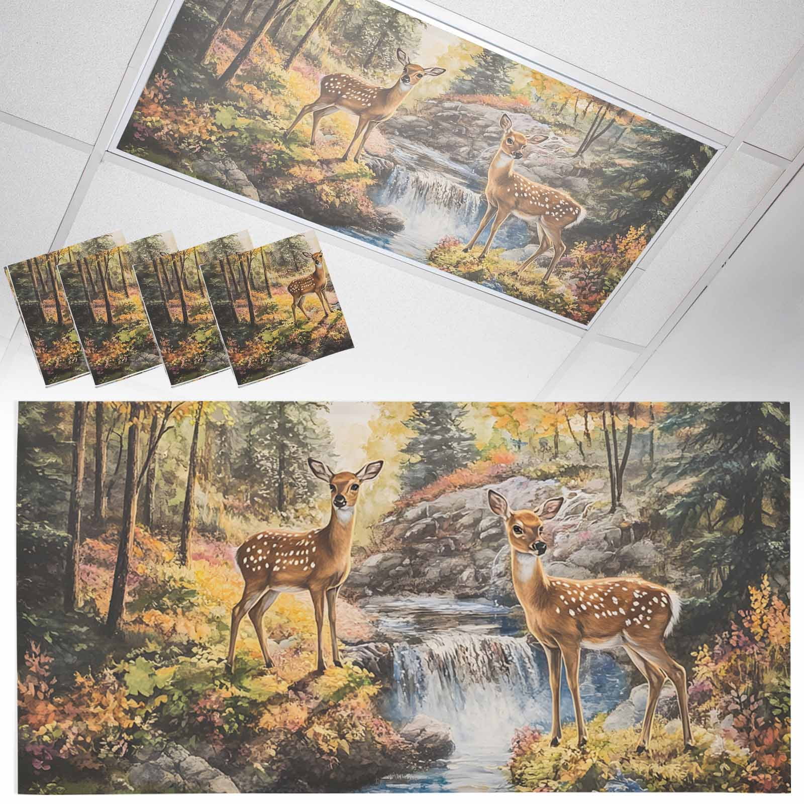 4 Pack Deer Fluorescent Light Covers for Ceiling Lights Forest River ...