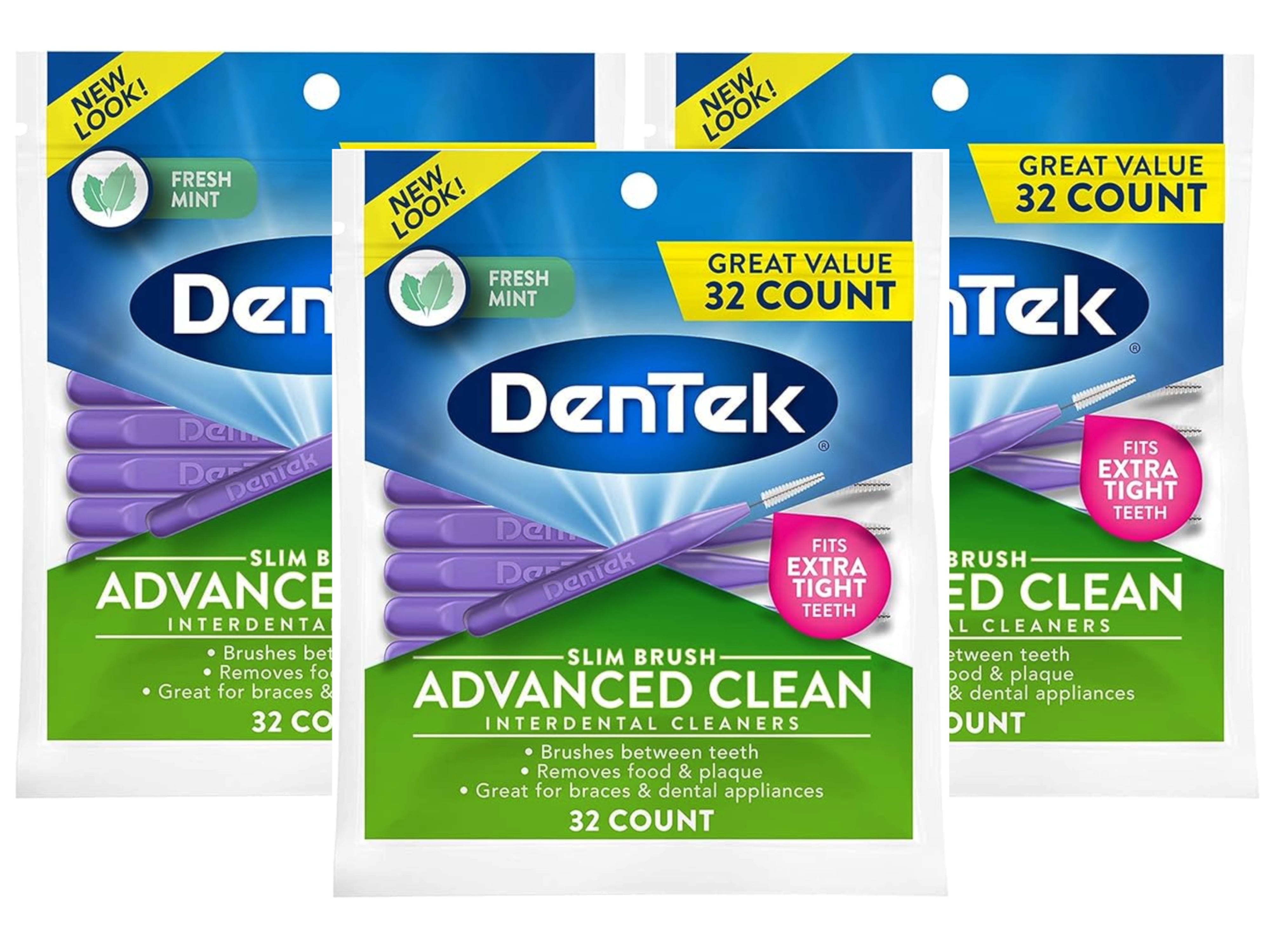 4 Pack - DenTek Slim Brush Advanced Clean Interdental Cleaners, Tight ...