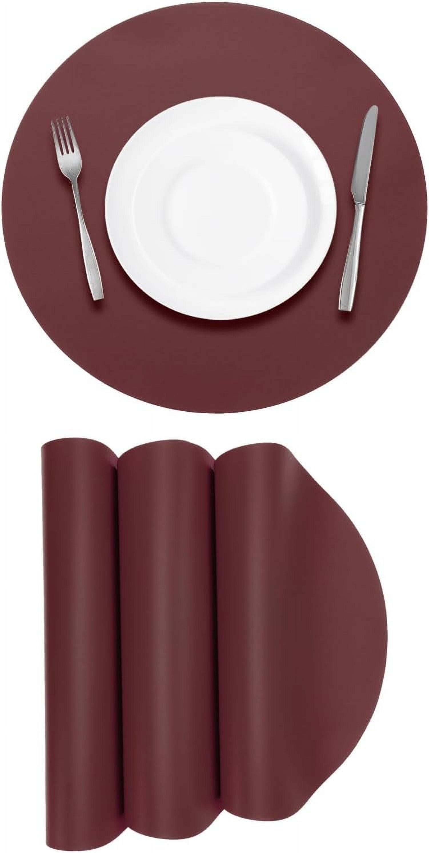 4-Pack Dining Table Imitation Leather Placemats, PU Leather Round Table ...