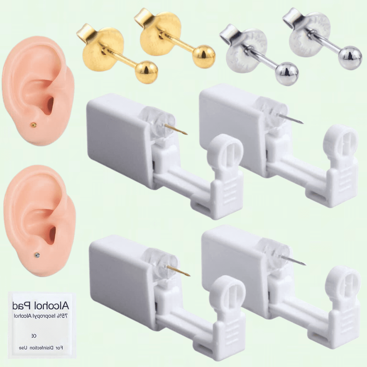 4 Pack Disposable Ear Stud Gun Kit, Painless and Aseptic Ear Piercing ...