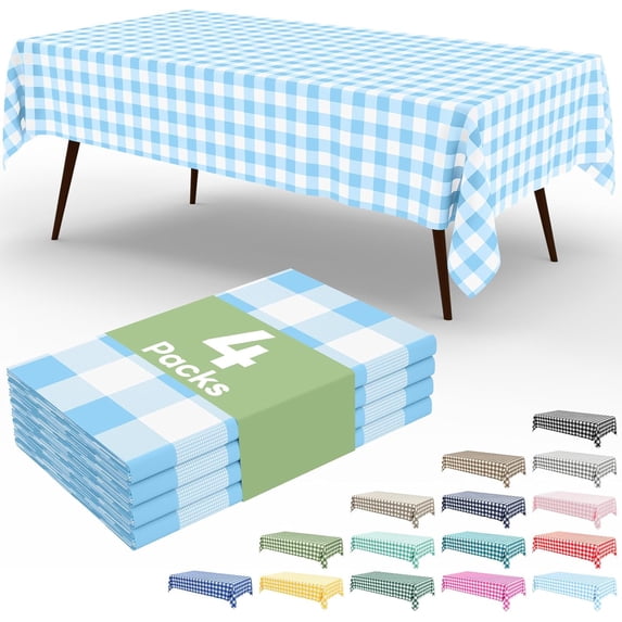 4 Pack Disposable Tablecloths, 54 x 108 Inch Waterproof Plastic Table ...