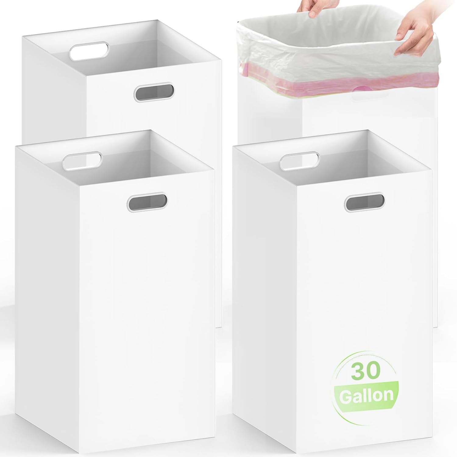 4 Pack 30 Gallon Disposable Cardboard Trash Cans with Handles for ...