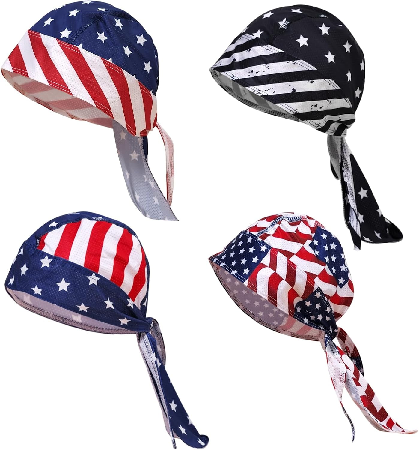4-Pack Do Rags/Dew Rags for Men & Women – Sweat-Wicking, Adjustable ...