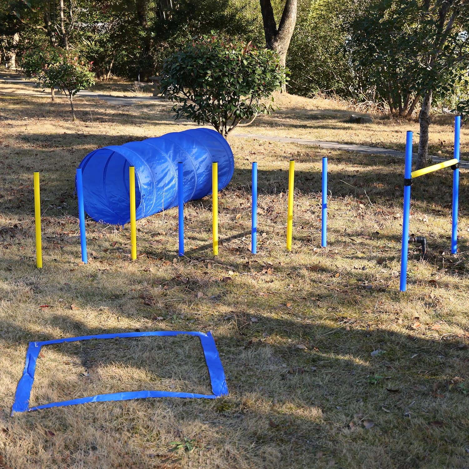 4 Pack Dog Agility Training Equipment Set with High Jump, Tunnel, 8 ...