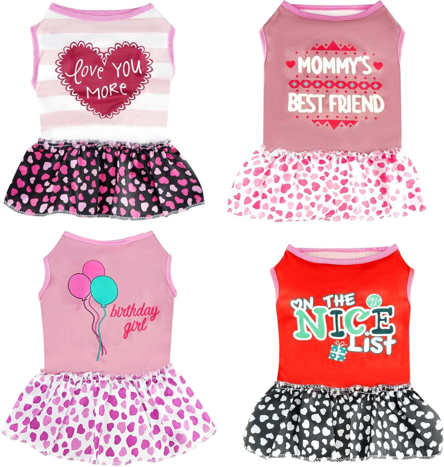 4 Pack Adorable Girl Puppy Printed Doggy Clothes for Small Dogs ...