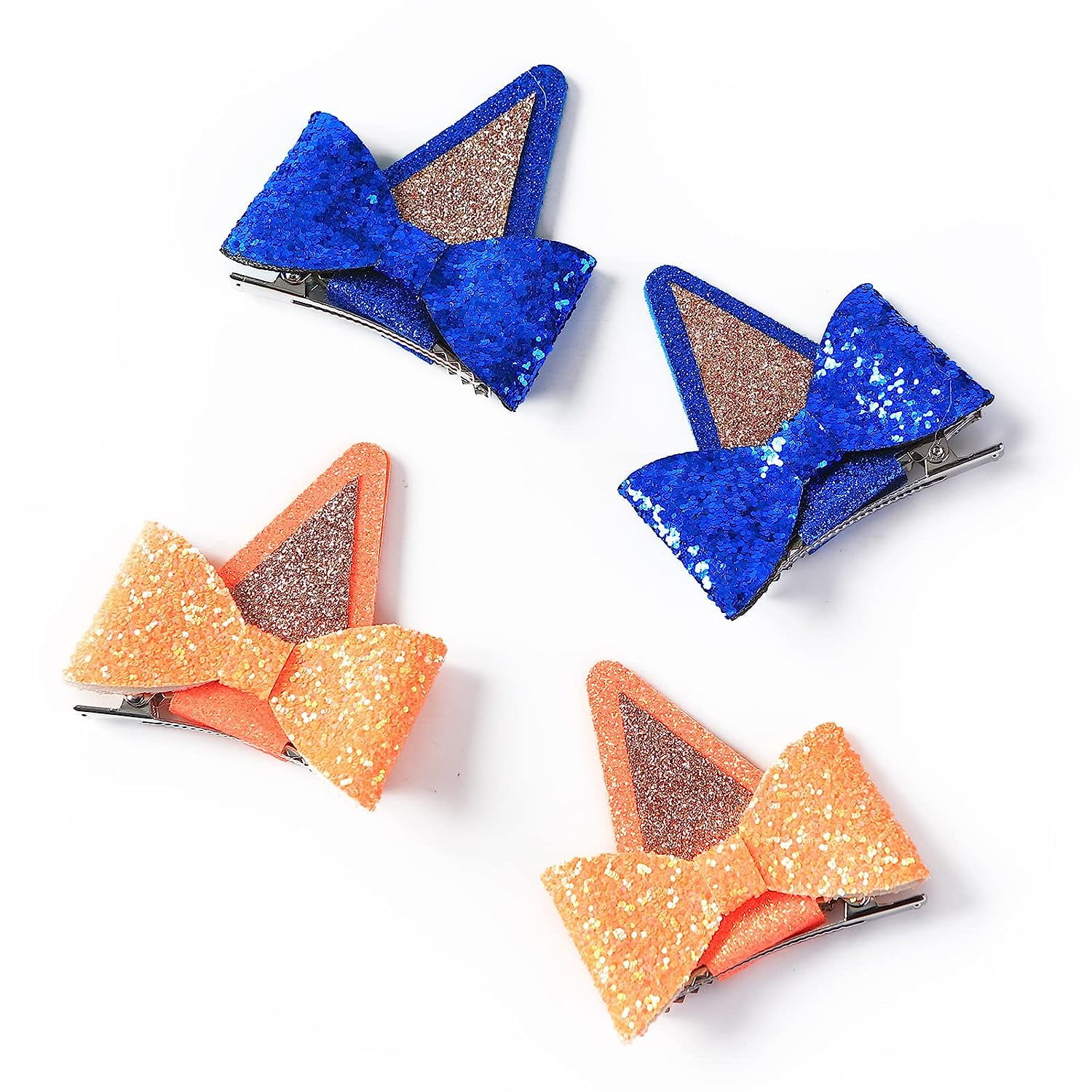 4 Pack Dog Ears Hair Clips Roofei Kids Glitter Dog Ear Hair Bow Toddler ...