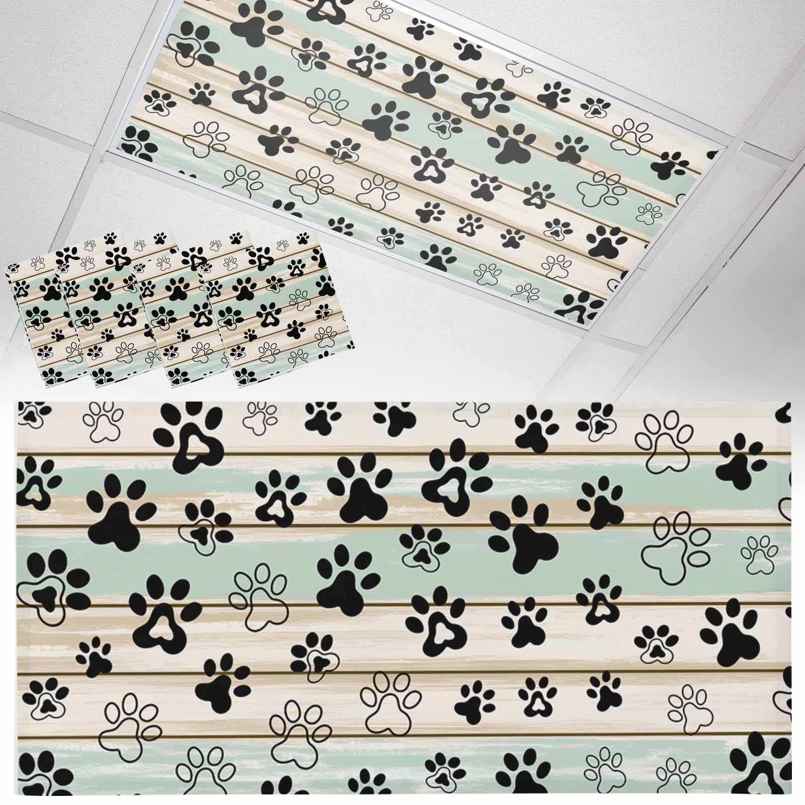 4 Pack Dog Paw Fluorescent Light Covers for Ceiling Lights Farmhouse ...