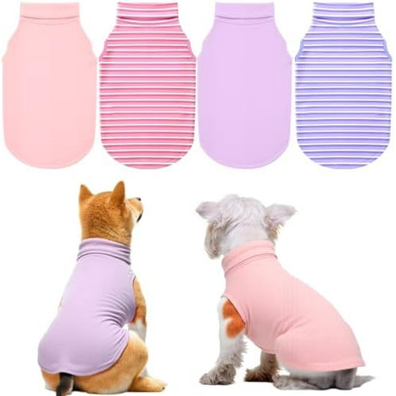 4 Pack Dog Sweater, Soft Stretchy Turtleneck Pet Shirts, Lightweight ...