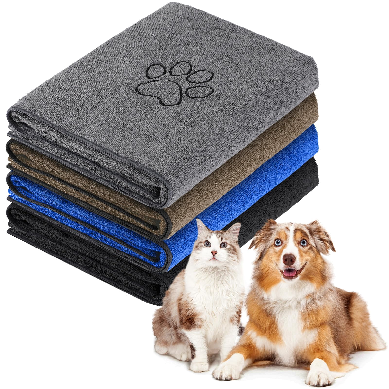4 Pack Dog Towels For Drying Largefiber Tools Absorbent Soft Bath ...