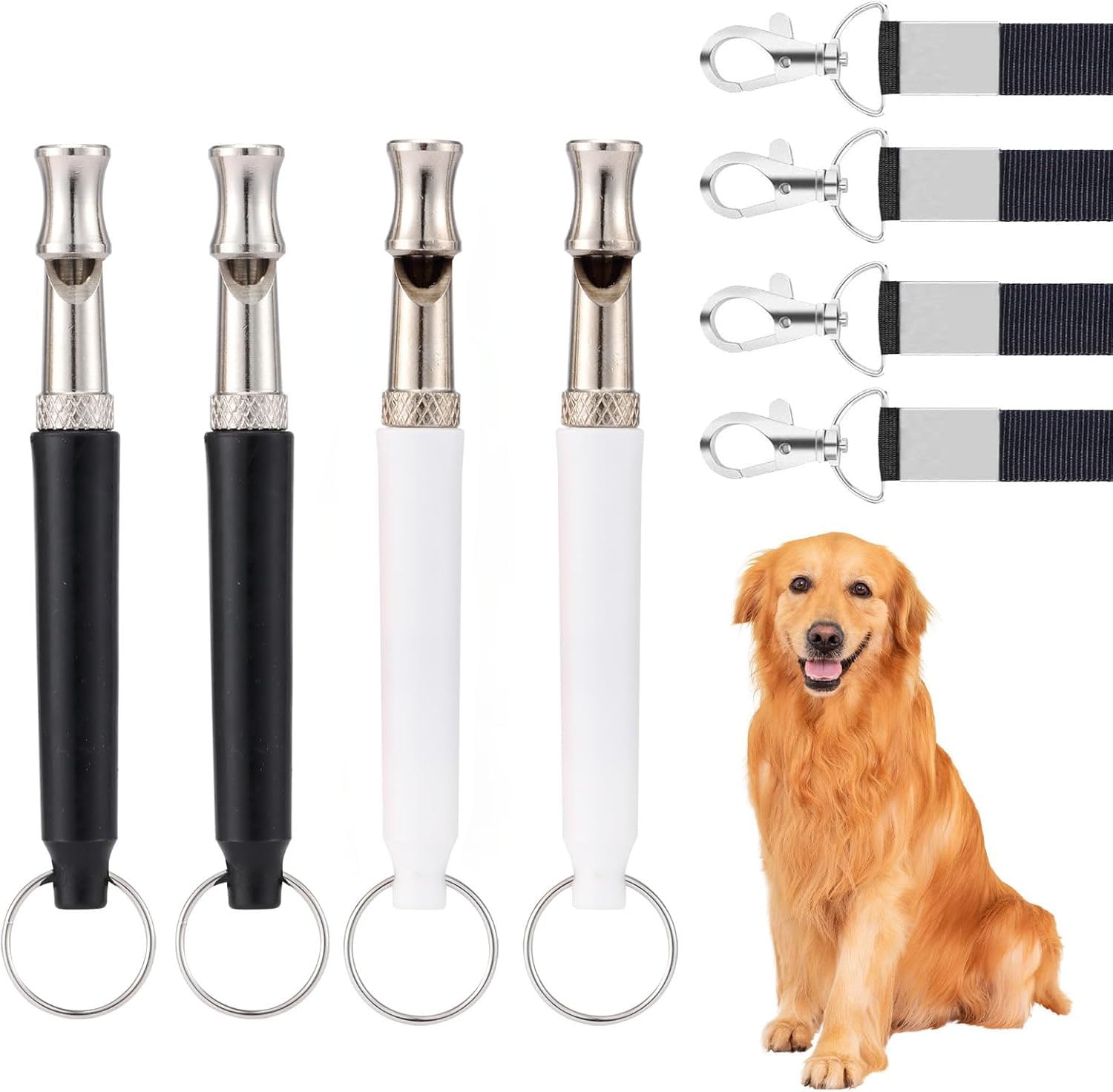 4 Pack Dog Whistle with Lanyard, Adjustable Ultrasonic Silent , Recall ...